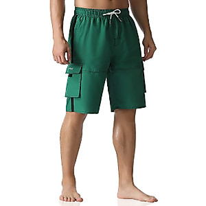 Nonwe Men's Swimming Shorts Lightweight Breathable Boardshorts with Drawstring Green 34