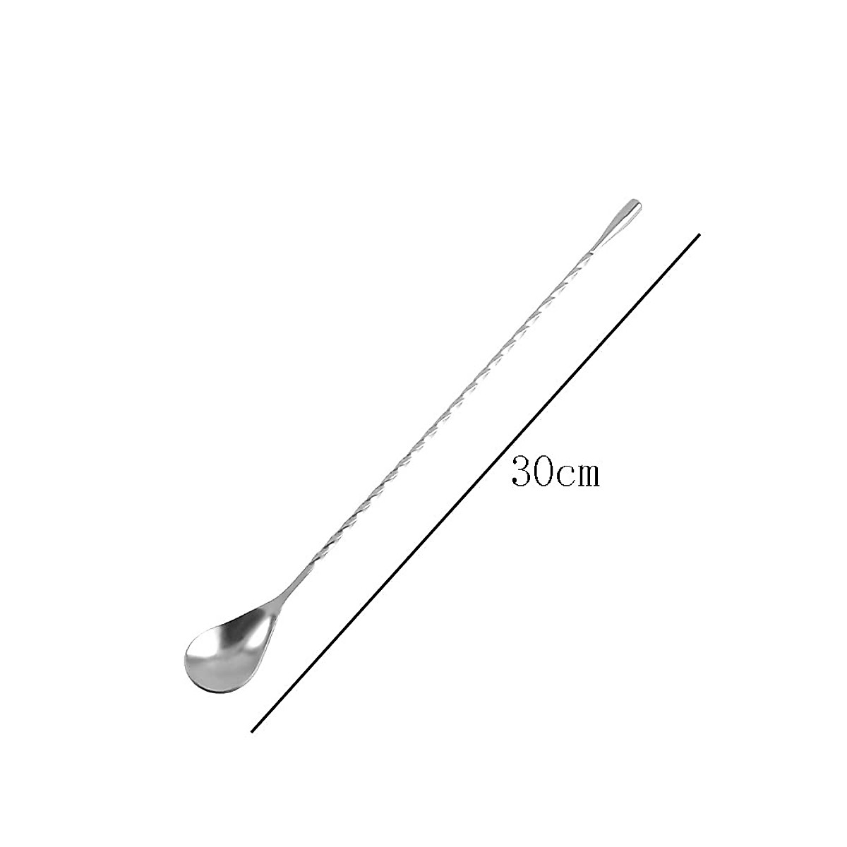 1 Piece Mixing Spoon Cocktail Spoon Stirring Spoon Iced Tea Spoon Coffee Spoon Long Handle Bar Spoon Stainless Steel Spiral Cocktail Stirrer Coffee Stir Stick Swizzle Stick(Silver, 30cm)