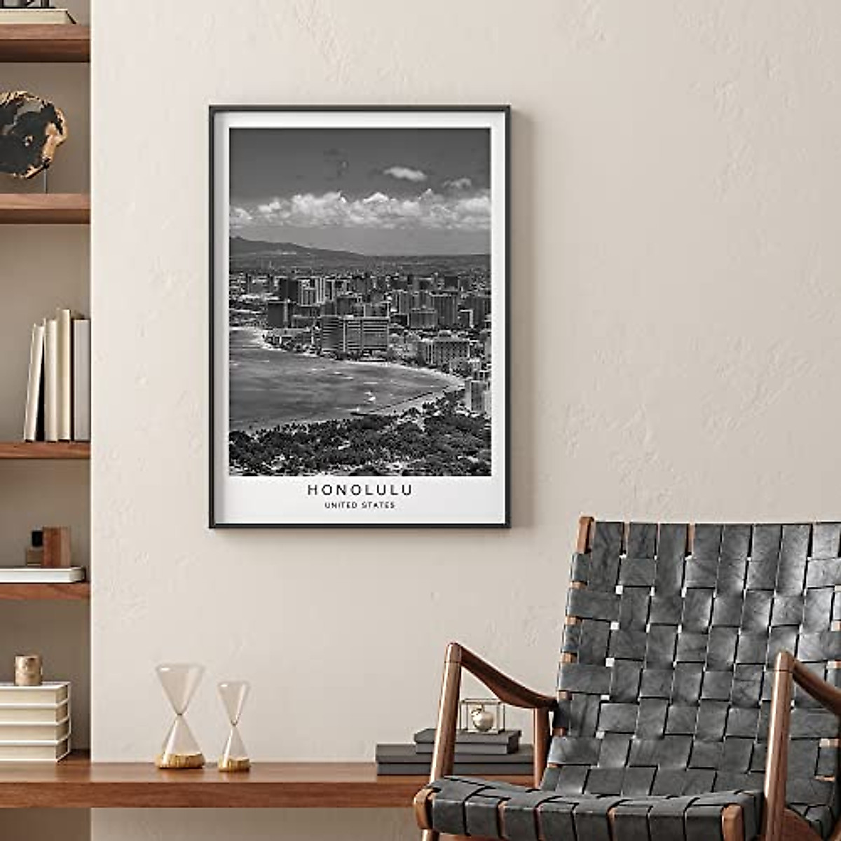 Dear Mapper Honolulu United States View Abstract Road Modern Map Art Minimalist Painting Black and White Canvas Line Art Print Poster Art Line Paintings Home Decor (Set of 3 Unframed) (12x16inch)