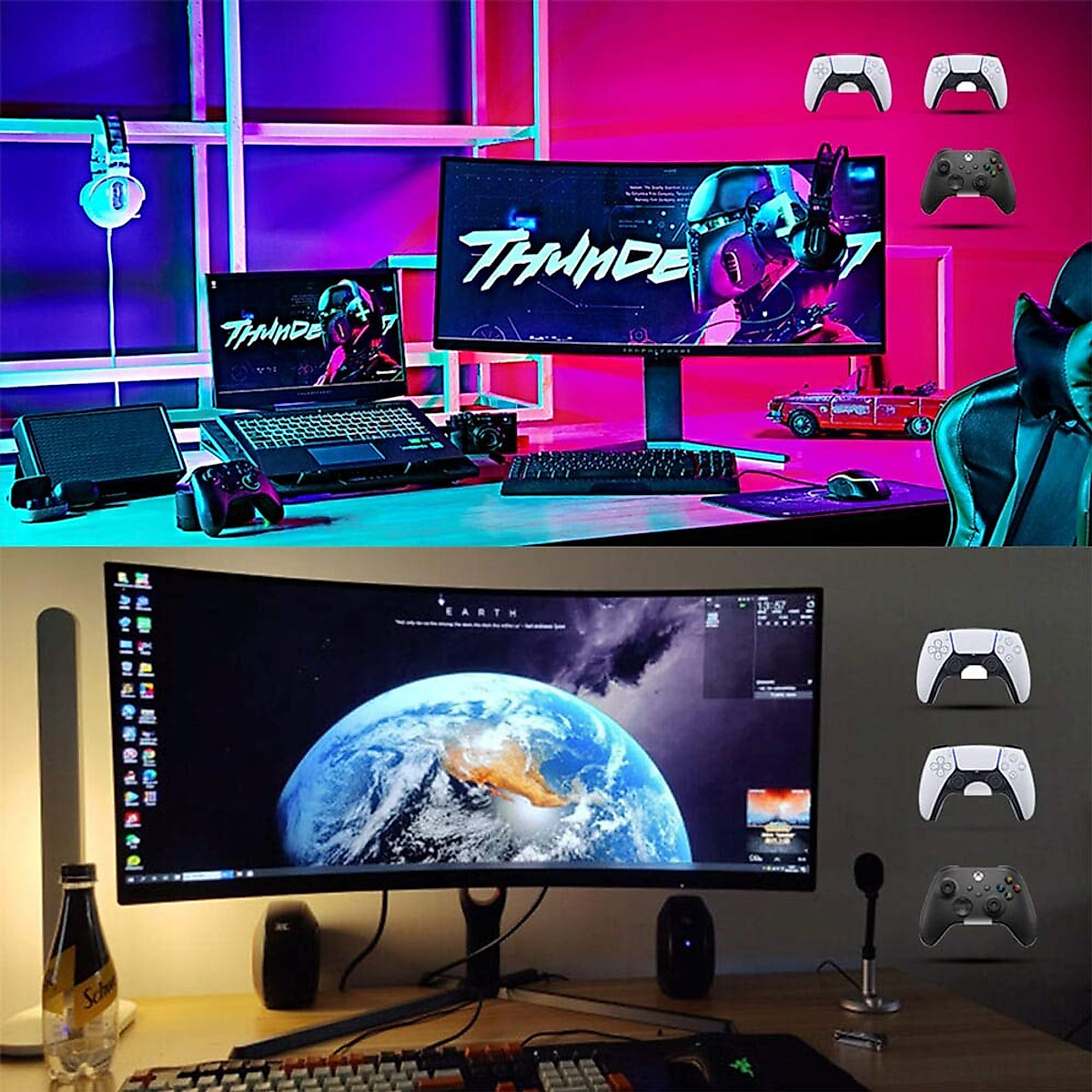 OUGIC Controller Wall Mount, 2 Pack, Top-Grade Material, Compatible with Xbox, PlayStation, Nintendo Switch, PC, Gaming Console