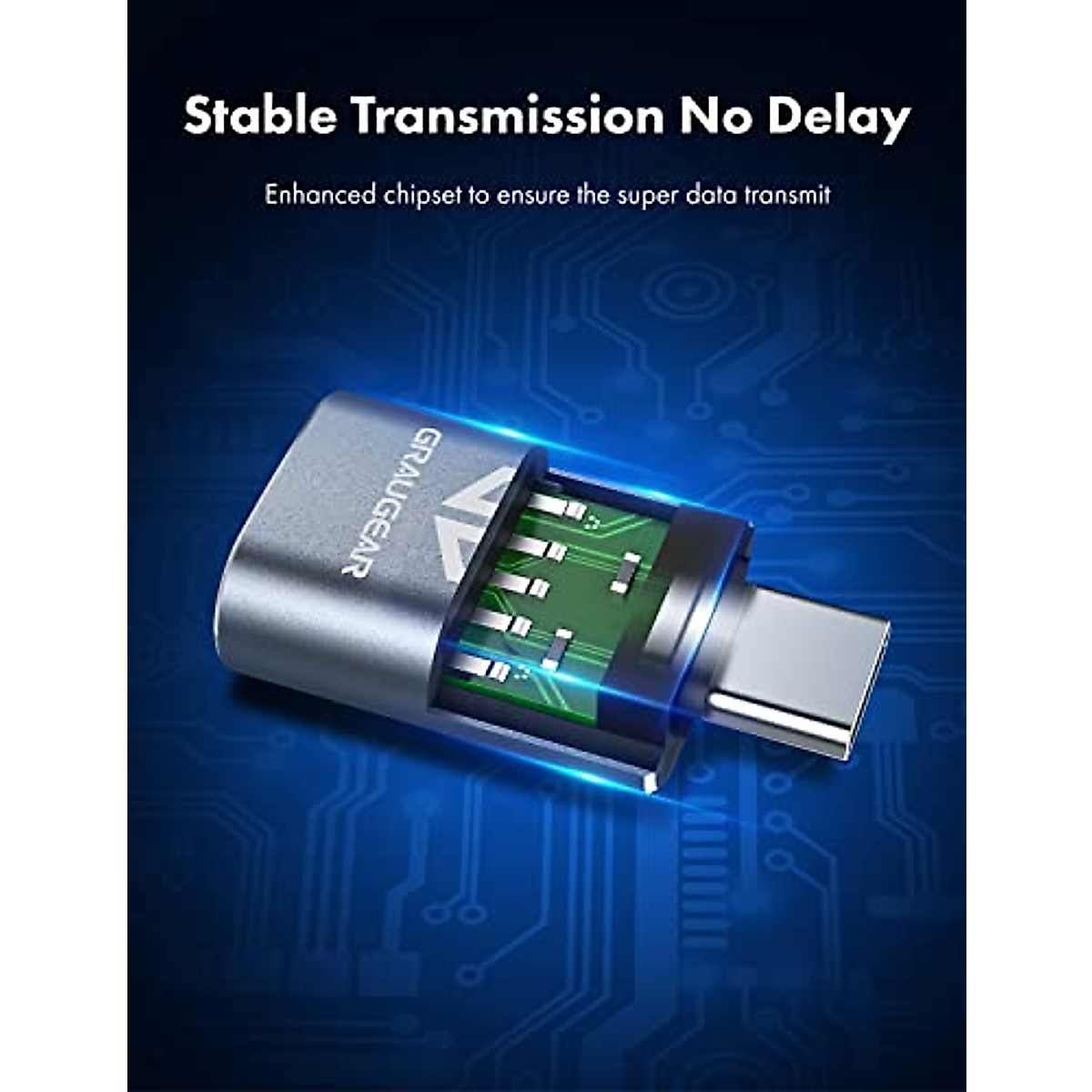 GRAUGEAR USB C to USB Adapter Pack of 2, 10Gbps Data Transfer, USB C Male to USB A Female Adapter 10Gbps, Compatible with PC, Laptop, MacBook, iPhone, iPad, Apple Watch, USB Charger, Type C Devices