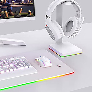 PHNIXGAM Rechargeable Wireless Gaming Mouse, Ergonomic RGB Computer Mouse with 2.4G Receiver, RGB Backlight, Adjustable DPI Up to 3600, 7 Buttons (Not Programmable) for Windows Vista Linux (White)