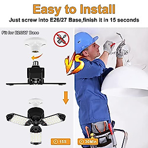 LED Garage Light, 80W Garage Lights Ceiling LED 2Pack, 8000 Lumen Led Shop Light with 3 Adjustable Panels and 6500K Daylight Garage Lighting for Barn,Workshop,Basement Support E26/E27 Screw Socket