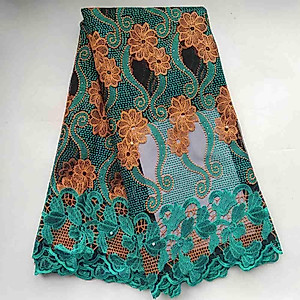 LadyQ Tulle African Net Lace Fabric with Beads and Stones Green Latest African Lace Fabric 2023 French Wedding Bridal Lace Fabric (Green)