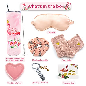 Flamingo Gifts for Women, Flamingo Lover Birthday Gift Box with 20oz Skinny Tumbler, Pink Get Well Soon Self Care Package for Her, Unique Thinking of You Gifts Basket for Mom Best Friend Sister