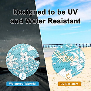 HEBE Round Outdoor Area Rug for Patios Clearance 6Ft Waterproof Mat Reversible Plastic Camping Door Mat, Circle Outside Carpet for RV, Camper,Porch,Deck,Balcony,Backyard