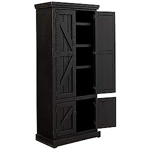 American Heartland Rustic Double Door Pantry, Rustic Antique Black