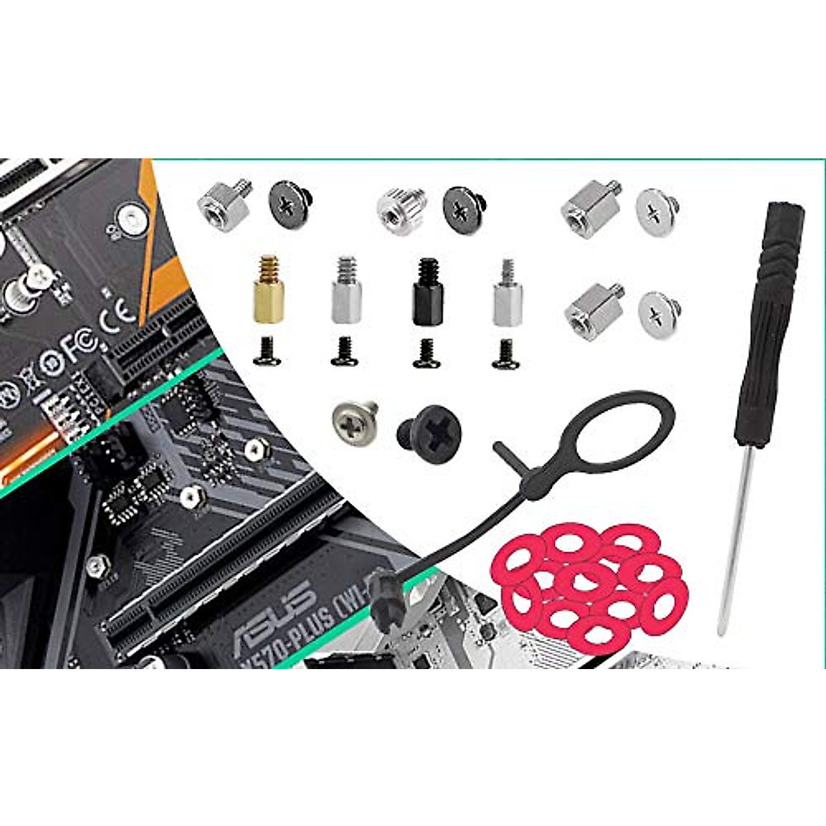 Akuoly M.2 SSD Screw Set PC Motherboard Screws Spacers for Asus Gigabyte ASRock Msi Motherboards, 21pcs