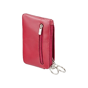 Visconti Monza 19 Leather Key Ring Zippered Coin Pouch Purse (Red)