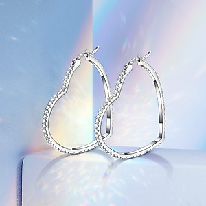 925 Sterling Silver Hoop Earrings For Women heart earrings hoop earrings for women Cubic Zirconia Earrings Hoops Ear GDDX Jewelry 20 30 40 MM Gifts (30MM heart earrings)