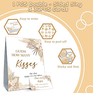 Guawubiang Bridal Shower Cards, How Many Kisses Standing Sign, 50 Guessing Cards 180 Baby Shower Kisses Stickers, How Many Kisses Bridal Shower Game Cards