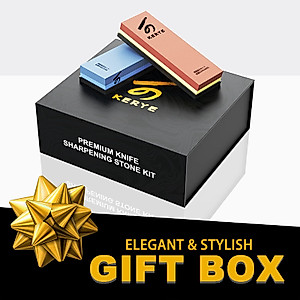 KERYE Japanese Whetstone Sharpener Set - 400/1000 3000/8000 Grit Water Stones, Flattening Stone, Honing Guide, Cut Resistant Gloves