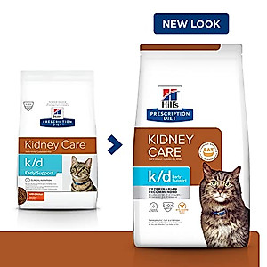 Hill's Prescription Diet k/d Early Support Kidney Care Chicken Flavor Dry Cat Food, Veterinary Diet, 4 lb. Bag