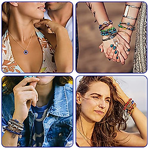 Redtwo 900 Pcs Evil Eye Beads Bracelet Making Kit, Friendship Evil Eye Bracelet Kit for Necklace Jewelry Making with Charms and Elastic Strings Gifts for Teen Girls Crafts for Girls Ages 8-12