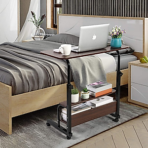 Small Standing Desk Adjustable Height,Rolling Computer Desk,Mobile Standing Desk with Wheels,Portable Stand Up Desk,Tall Computer Table,Adjustable Desktop Sit Stand Desk,Size 31.5x15.7 Inch Brown B