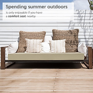 Favoyard Outdoor Bench Cushion 48 x 18 Inch Waterproof Patio Furniture Cushions 3-Year Color Fastness Garden Sofa Settee Couch Swing Pads with Handle and Adjustable Straps, Beige