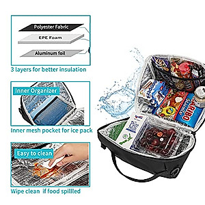 SUNNY BIRD Small Japanese Bento Box Bag Portable Lunch Snack Bag for Work and School (Black)