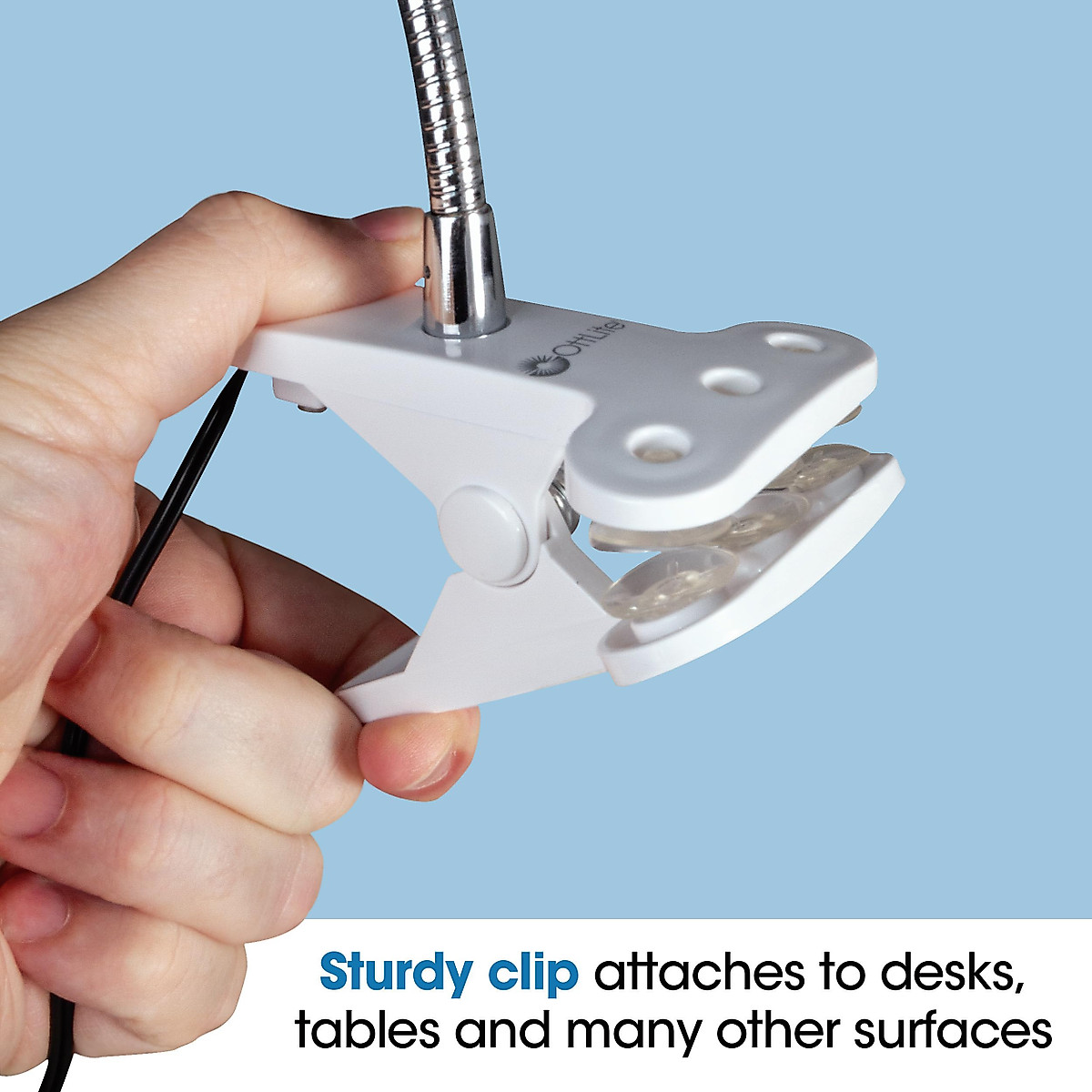 OttLite LED Cone Clip Lamp | Task Lamp, Desk Lamp | Sturdy Clip, Flexible Neck | Great for Home, Office, Work Space, Dorm