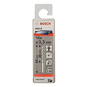 Bosch 2608595057 Metal Drill Bit Hss-G 3, 3mmx36mmx2.6In 10 Pcs