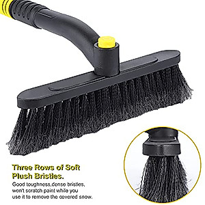 Yemei 35" Extendable Car Snow Brush with Squeegee，Brush Supports 360 Degree Rotation，Retractable Snow Shovel with Foam Grip ,for Small Car Truck SUV + Ice Scraper Yellow