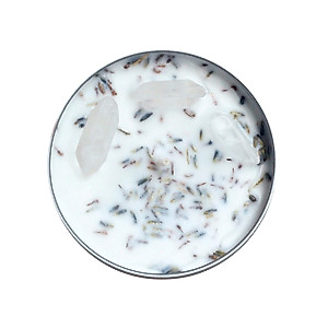 Empath Protection 8 Oz. Candle, Patchouli with Lavender and Clear Quartz Crystals