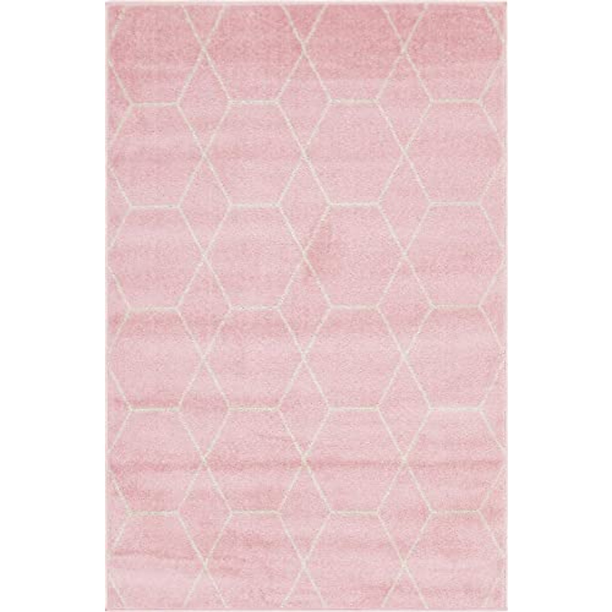 Unique Loom Trellis Frieze Collection Area Rug - Geometric (4' 1" x 6' 1", Light Pink/ Ivory)