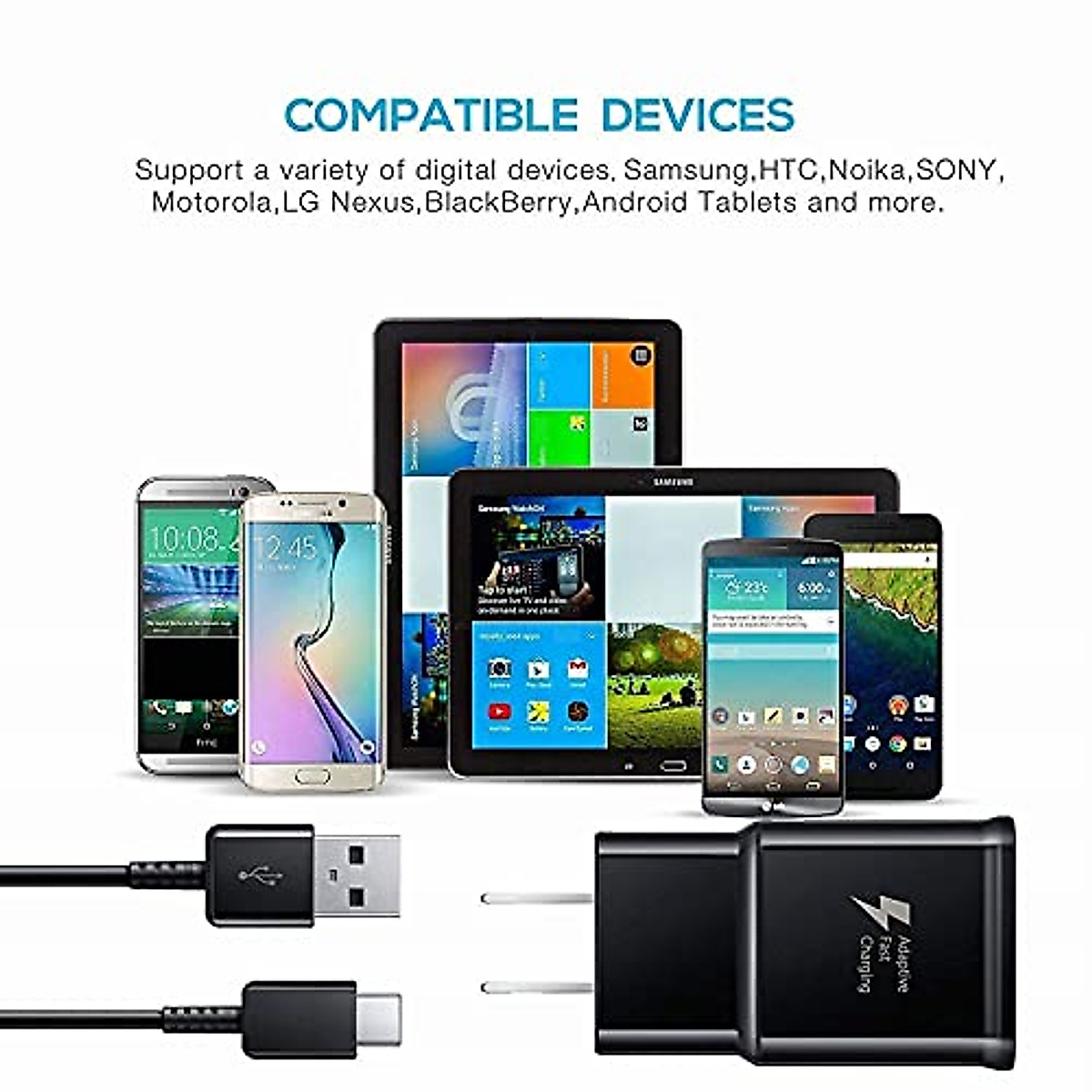 Samsung Adaptive Fast Charger kit ,with USB Type C Cable Compatible Samsung Galaxy S8/S8 Plus/S9/S9 Plus/S10/S10e/S20/S20+/S21/S21+/S21 Ultra/S22/S22+/S22 Ultra/Note 8/Note 9/Note 10/Note 20