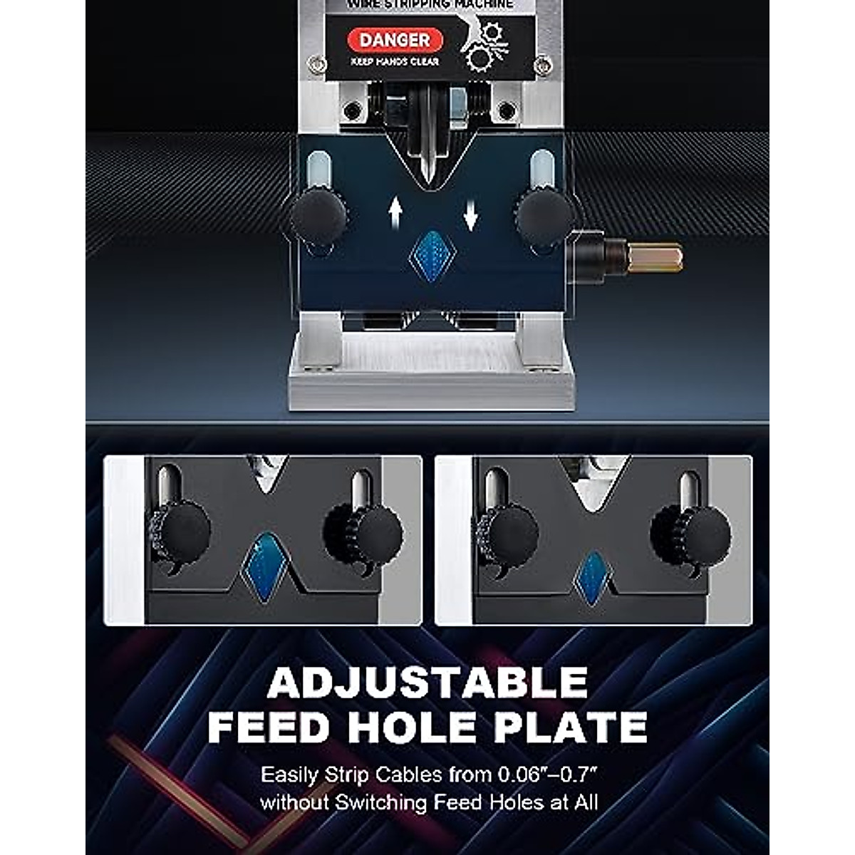 CREWORKS Manual Wire Stripper Machine, 0.06"-1" Wire Stripping Machine, Wire Stripping Tool for 1.5-25 mm Scrap Wire, 5 Channel Cable Stripper for Power Drill, Copper Wire Stripper for Leftover Cable