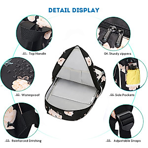 Pawsky Laptop Backpack for Women Girls, Stylish College School Backpack with USB Charging Port Water Resistant Casual Daypack, Floral