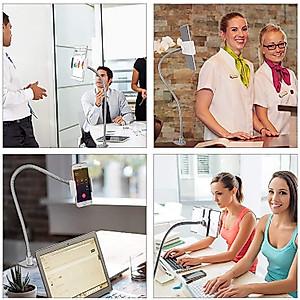 AboveTEK Gooseneck Tablet Holder, Aluminum iPad Stand Flexible Long Arm iPad Desk Mount for Bed Kitchen Office, Heavy Duty Tablet Mount Stand Compatible with iPad iPhone 6-13Pro, Fits for 3.5" - 11"