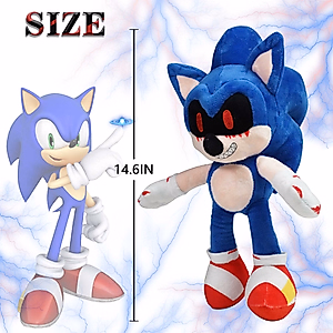 sh Toys 14.6 Inch Evil Dark Sonic.exe Plush Toy, Blood Dark Sonic Stuffed Plush Doll, Gift for Kid Adult and Game Sonic Fans (Sonic exe)