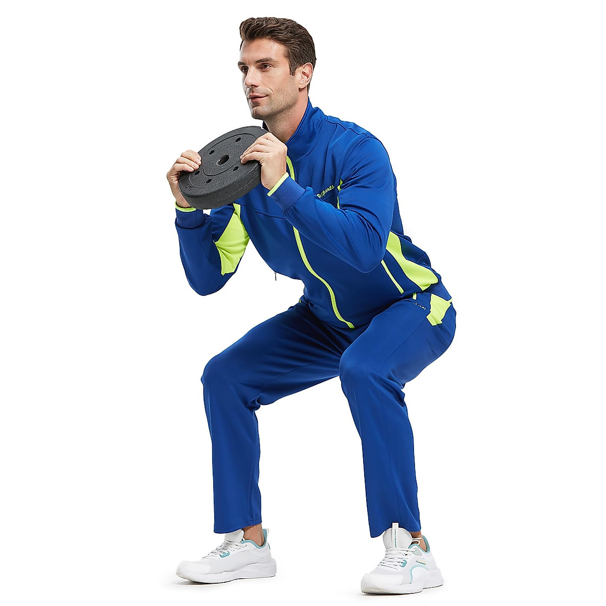 TBMPOY Men's Tracksuits Sweatsuits for Men Set Track Suits 2 Piece Casual Athletic Jogging Warm Up Full Zip Sweat Suits Royal Blue/Green XL