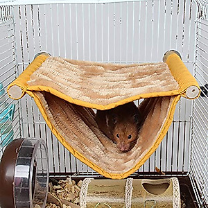 Wontee Hamster Plush Hammock Bird Hanging Bed Nest for Rat Squirrel Chinchilla Gerbil Guinea Pig Small Parrot Budgie Parakeet Lovebird Canary (S, Yellow)