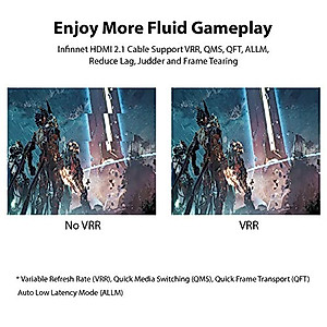 infinnet 8K HDMI 2.1 Cable, Ultra High Speed HDMI Cable 4K HD 120Hz 144Hz 2K 240Hz Gaming HDMI Cable 48Gbps Version 2.1 Certified, eARC HDCP 2.3 2.2 HDR Dolby Vision Atmos HDMI Cable, 2m (6 feet)