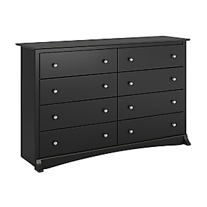 Prepac Sonoma 8 Drawer Double Dresser for Bedroom, Wide Chest of Drawers, Bedroom Furniture, Clothes Storage and Organizer, 17.25" D x 59" W x 37" H, Black, BDC-6338