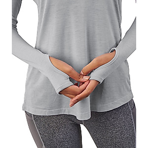 Bestisun Long Sleeve Workout Shirts Activewear Athletic Yoga Tops Gym Clothes Sweatshirt for Women Gray XL