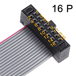 Tool parts IDC 16 Pins Connector Flat Ribbon Cable Female Connector 20cm 1.27mm Pitch - 2pcs