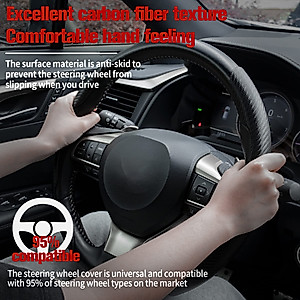 Amiss Car Carbon Fiber Anti-Skid Steering Wheel Cover, Segmented Steering Wheel Protector, Butterfly Cover, Universal 99% Car Wheel Cover Protector, Car Interior Accessories (Black)