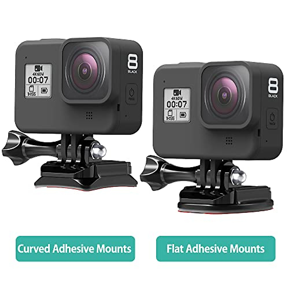 Wealpe Adhesive Mounts Helmet Flat Curved Mounts with 3M Sticky Pads Tape Compatible with GoPro Hero 11, 10, 9, 8, 7, Max, Fusion, 6, 5, 4, Session, 3+, 3, 2, 1 Cameras