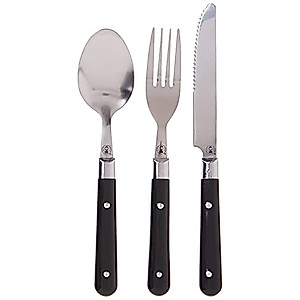 Coleman Stainless Steel Flatware Set with Plastic Handles, 12-Piece , Black