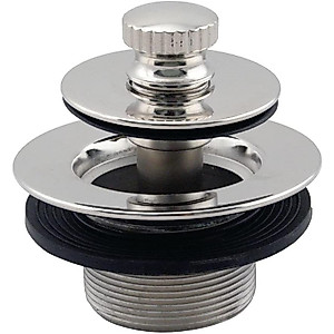 Westbrass D941K-26 1-3/8" Fine Thread Twist & Close Bathtub Drain Trim with One-Hole Overlfow Faceplate and Universal Adaptor, Polished Chrome