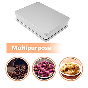 Ulifestar Metal Empty Boxes, Tin Boxes with Lid,Small Silver Tin Boxes,Stackable Organizer Containers,4PCS Storage Tin for Home Outdoor Active Storage Containers