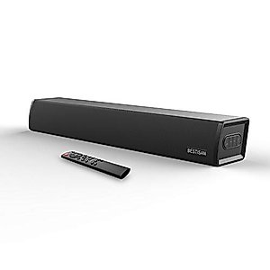 Soundbar Bestisan TV Sound Bar Wired and Wireless Bluetooth 5.0 Speaker, 80W Sound Bar Home Audio System for TV, 24-Inch, Wall Mount, Treble/Bass Adjustable, Optical/Auxiliary USB/Coaxial Cable