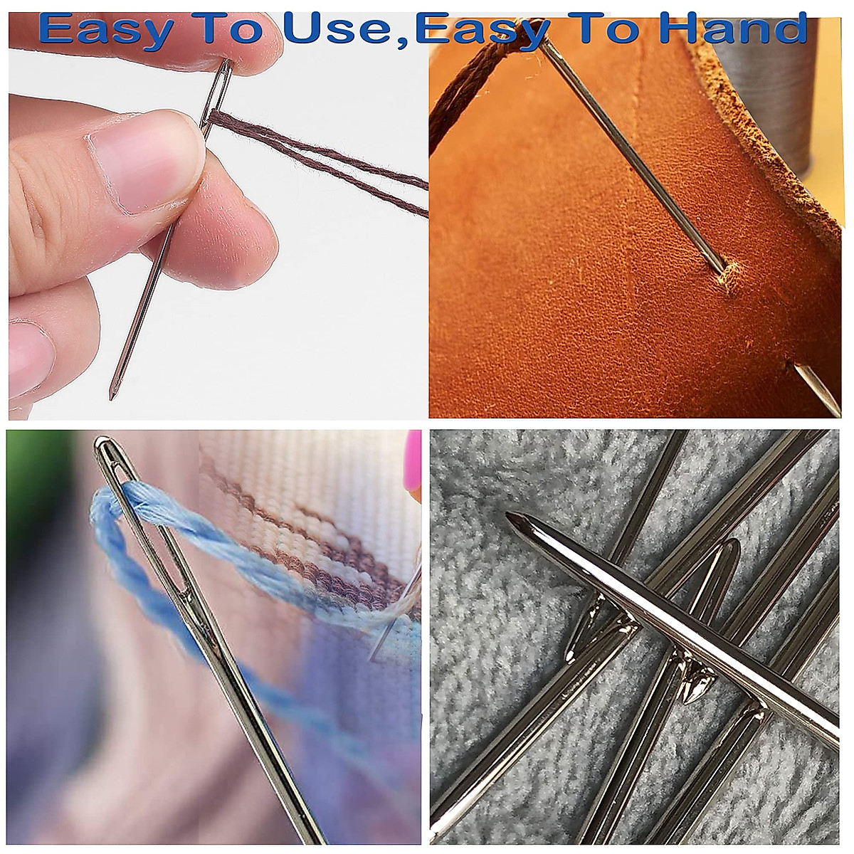 ORRDICE-9 PCS Large-Eye Blunt Needles, Stainless Steel Yarn Knitting Needles, Sewing Needles for Hand Sewing, Crafting Knitting Weaving Stringing Needles, Perfect for Finishing Off Crochet Projects