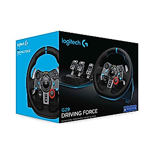 Logitech G29 Driving Force Racing Wheel and Floor Pedals, Real Force Feedback, Stainless Steel Paddle Shifters, Leather Steering Wheel Cover for PS5, PS4, PC, Mac - Black