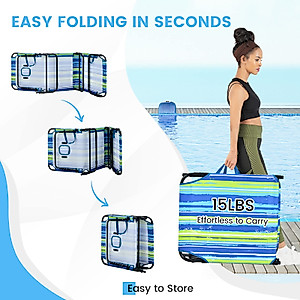 GYMAX Tanning Chair, 350lbs Beach Lounge Chair with Face Hole, Washable Pillow & Carry Strap, Adjustable Folding Chaise Lounge, Layout Chair for Outside, Patio, Poolside, Lawn (1, Stripe)