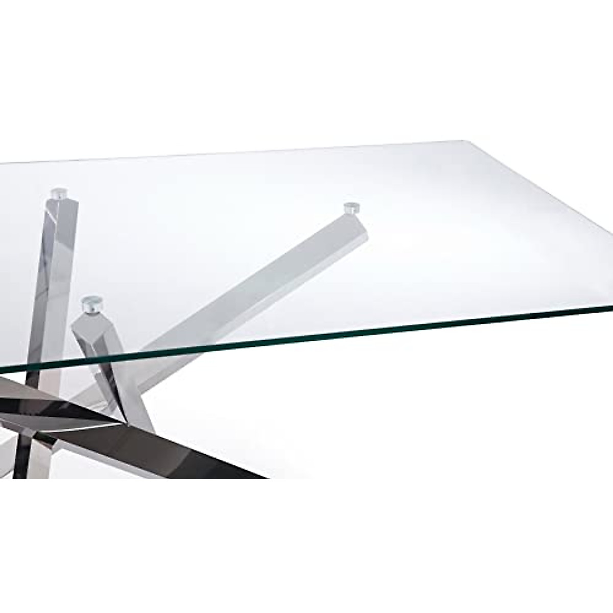 Modern Cortez 79" Clear Glass Dining Table with Polished Stainless Steel Base