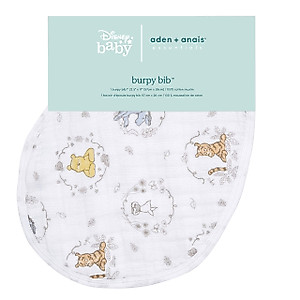 aden + anais Disney Burpy Baby Bib, 100% Cotton Muslin, Soft Absorbent 4 Layers, Multi-Use Burp Cloth and Bib, 22.5” X 11”, Single, Winnie the Pooh and Friends