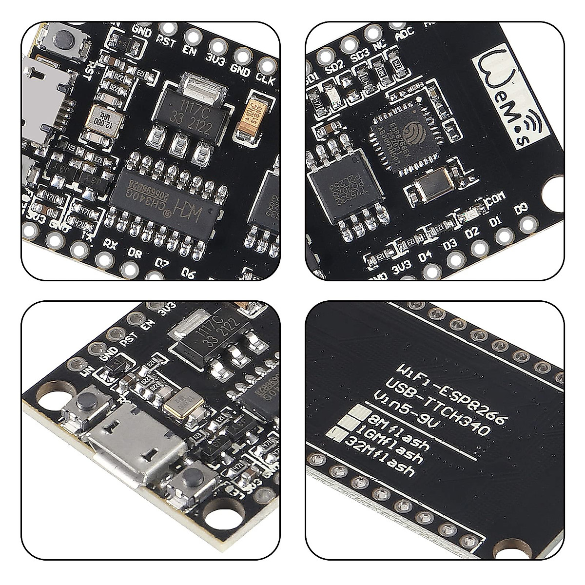 DORHEA 3Pcs NodeMCU V3 Lua WiFi Module Integration of ESP8266 + Extra Memory 32M Flash, USB Serial Port Converter CH340G Compatible for NodeMCU Board
