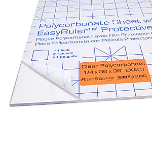 Polycarbonate Clear Plastic Sheet 36" X 36" X 0.236" (1/4") Exact with EasyRuler Film, Shatter Resistant, Easier to Cut, Bend, Mold Than Plexiglass. Window Panel, Hobby, Home, DIY, Industrial, Crafts